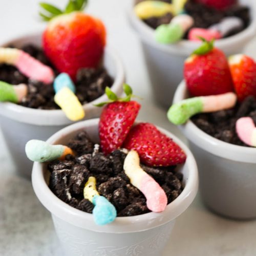 Easy Oreo Dirt + Worm Pudding Cups