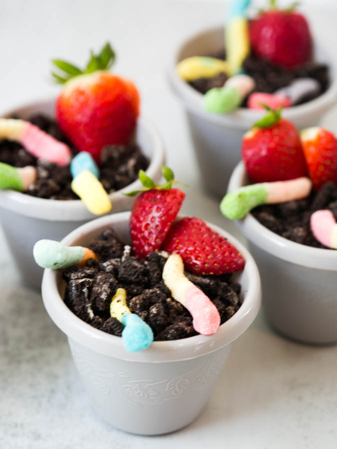 Easy Oreo Dirt + Worm Pudding Cups